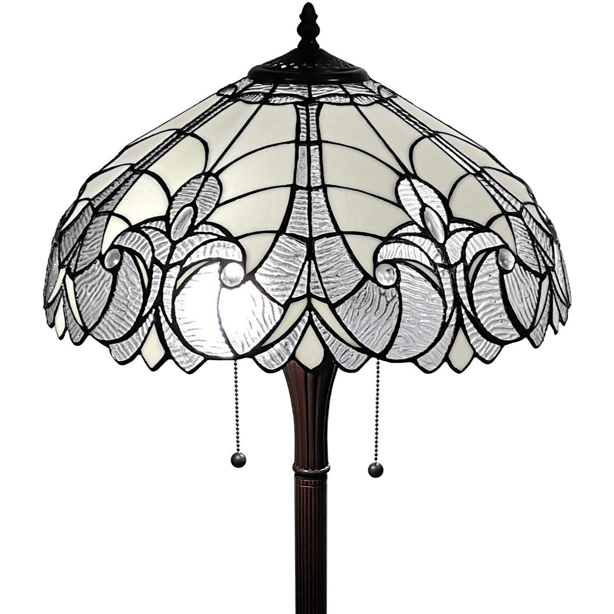 Amora Lighting AM205FL18B Tiffany Style Floral White Floor Lamp 62 In